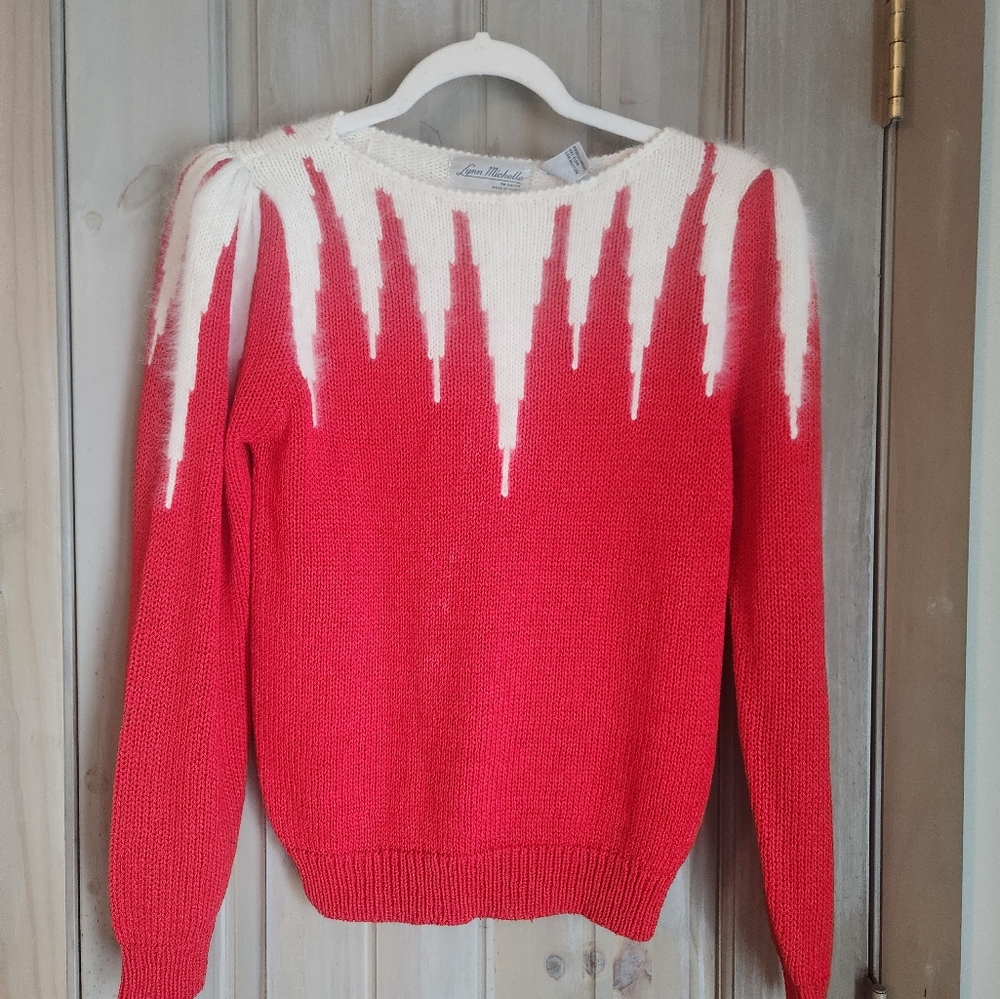 Vintage Lynn Michelle 80s Red Angora Wool Blend Sweat… - Gem
